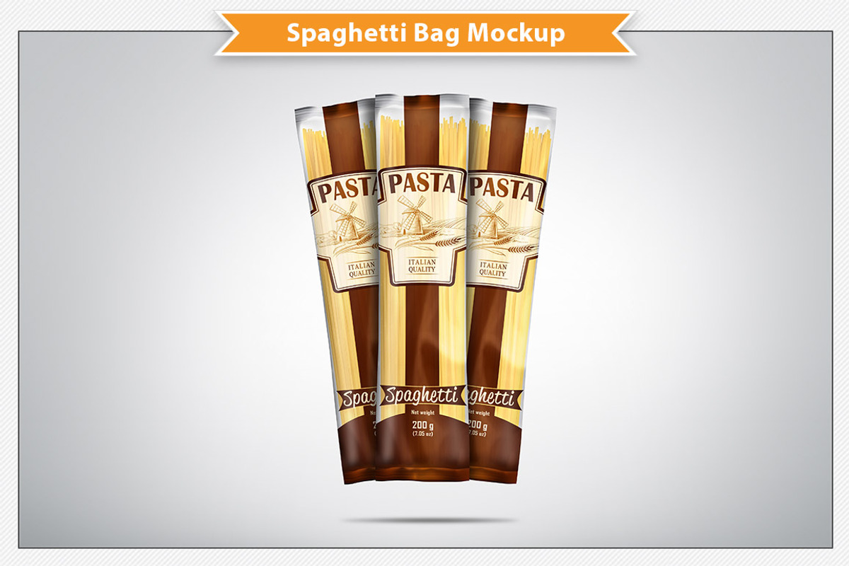 Spaghetti Bag Package Mockup, a Packaging Mockup by Plus Media