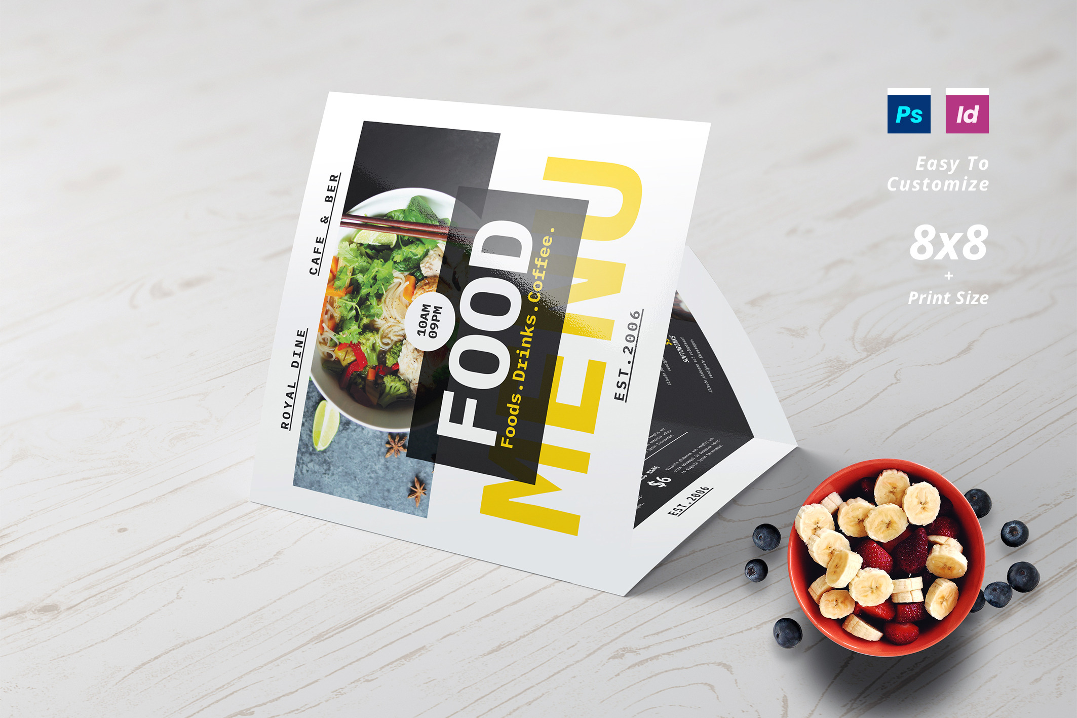 Square Trifold Food Menu, a Brochure Template by Designsoul14