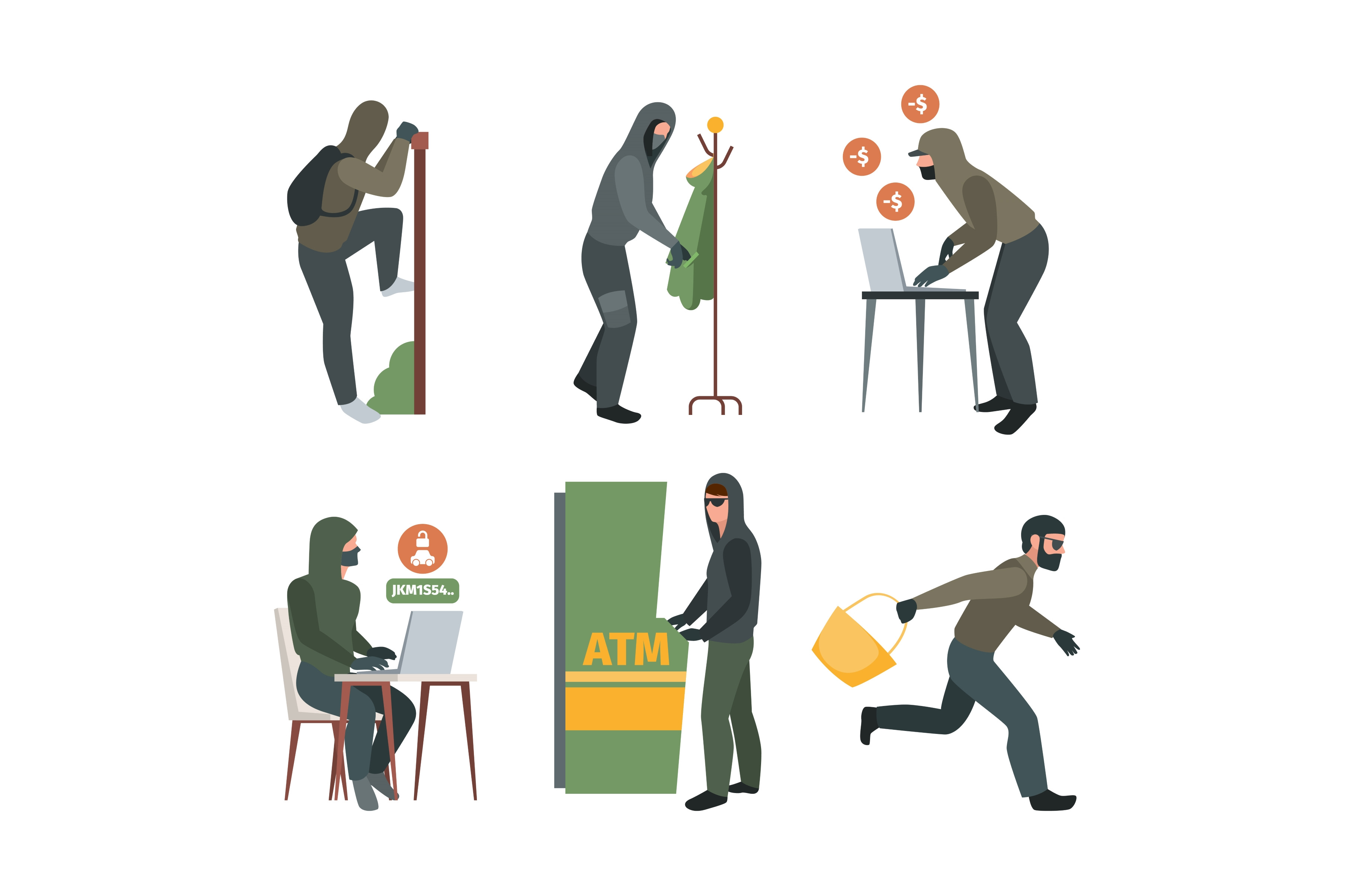 Robbery characters. Burglaries | Background Graphics ~ Creative Market