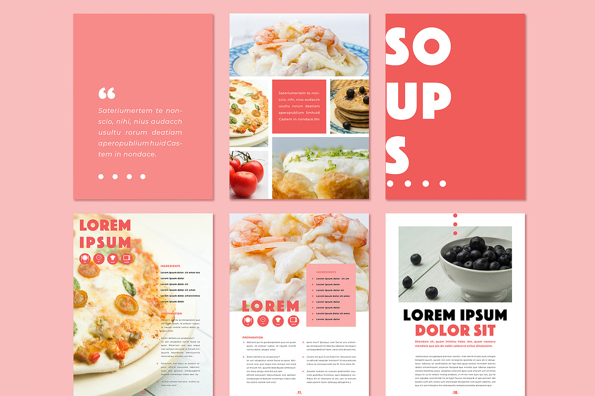 Peach Color Recipes eBook Layout, a Magazine Template by McLittle Stock
