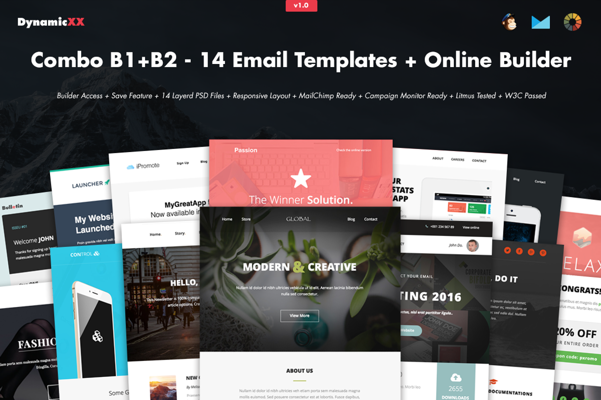 Combo B1+B2 - 14 Templates + Builder, an Email Template by DynamicXX ...