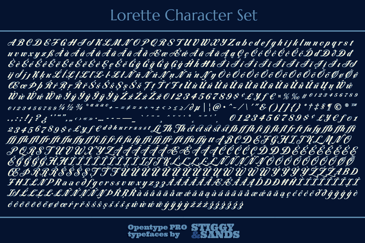 Lorette, a Script Font by Stiggy & Sands