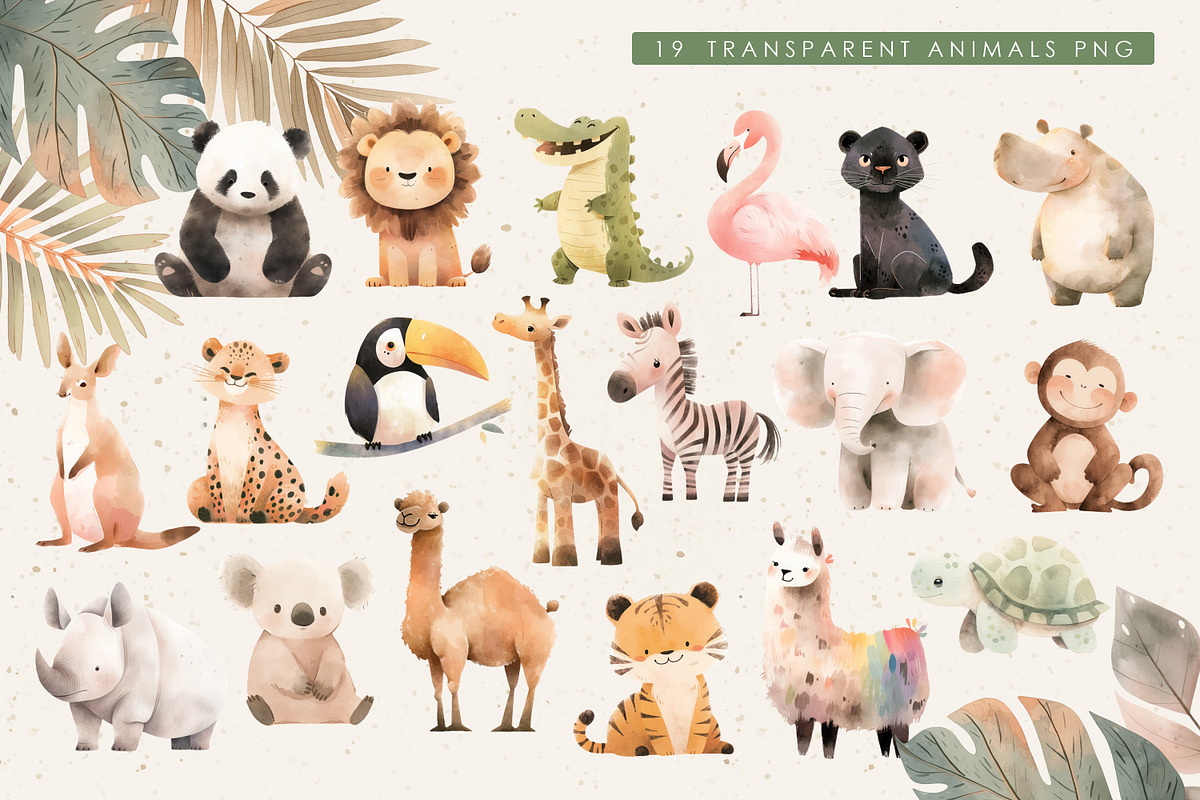 Safari Animals Clipart, an Animal Illustration by ⋒DesignECShop⋒