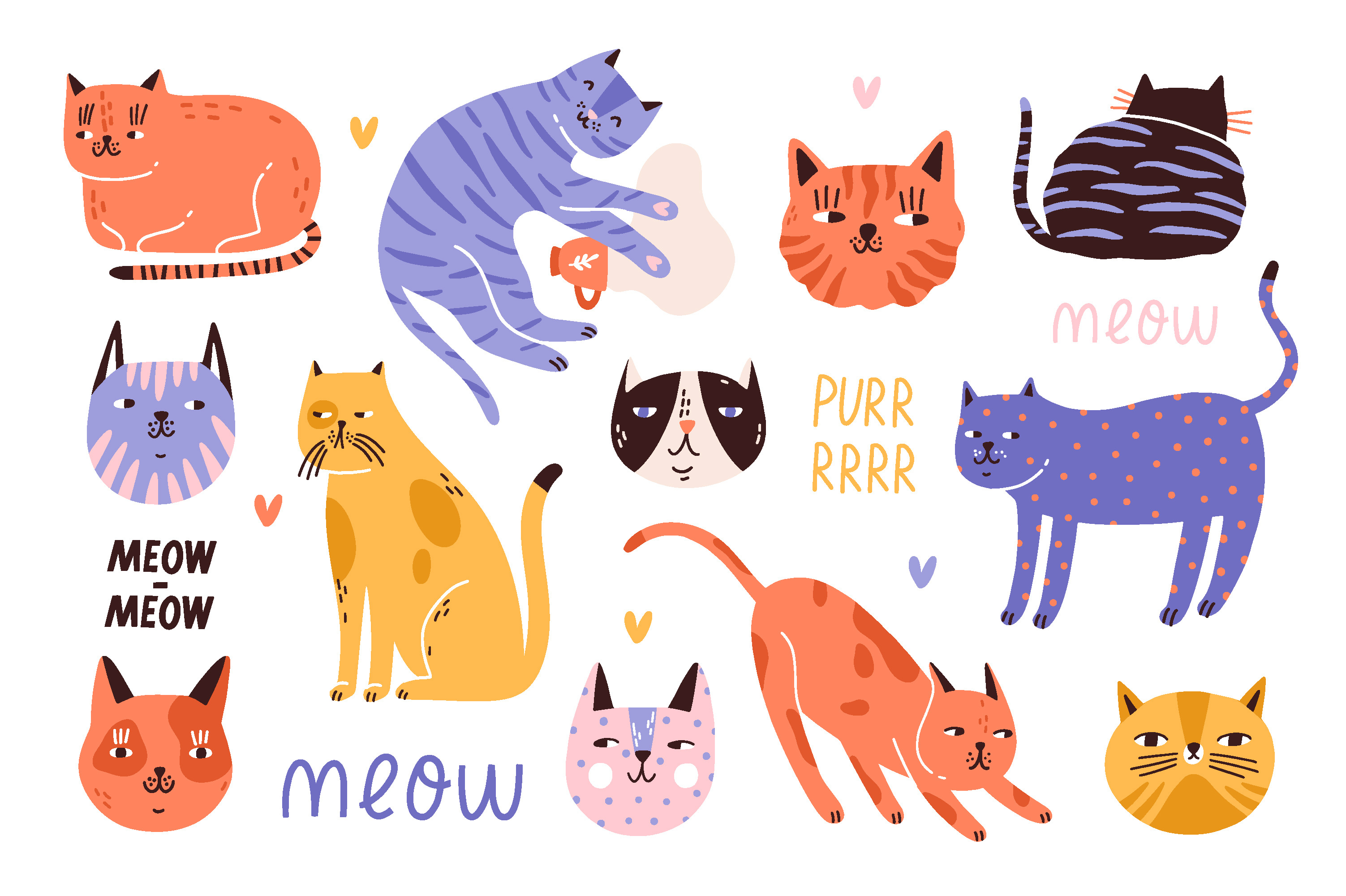 Cute cats set, an Animal Illustration by Good Studio