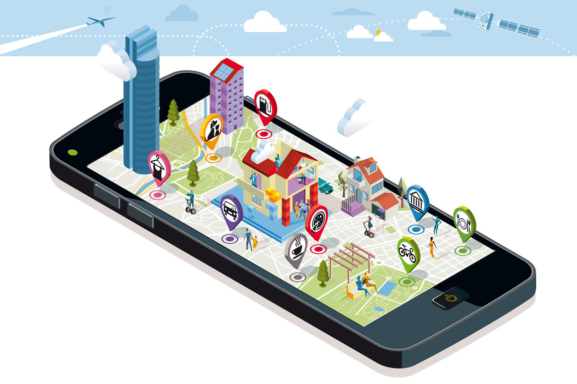 City Map with Icons and Buildings, a Technology Illustration by ÁRTICA