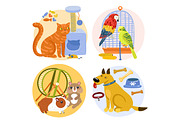 Pets Cartoon Set, an Animal Illustration by Macrovector