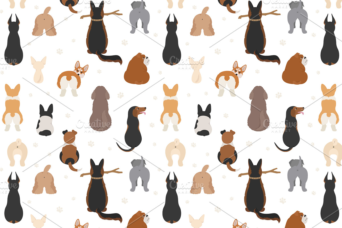 Dogs from behind set, an Animal Illustration by pet design shop