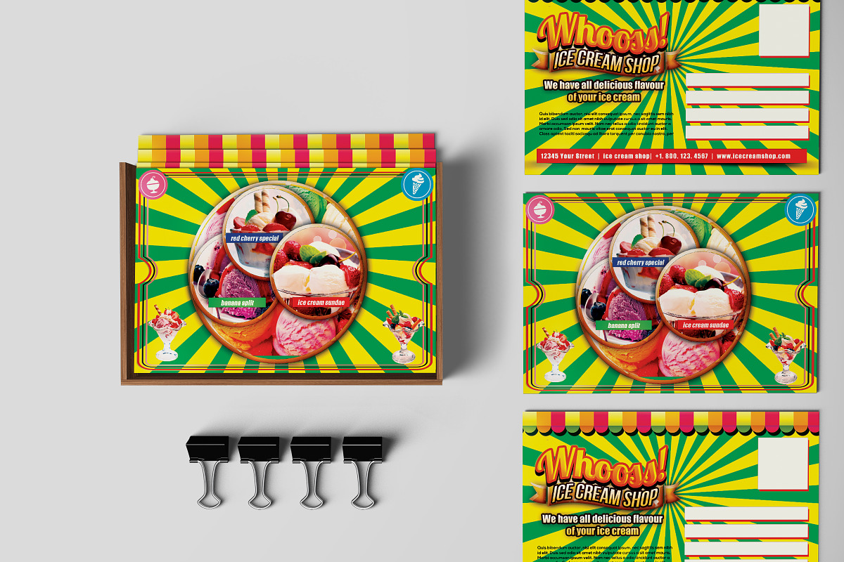 Ice Cream Shop Promotion PostCard, a Card Template by Design Addict