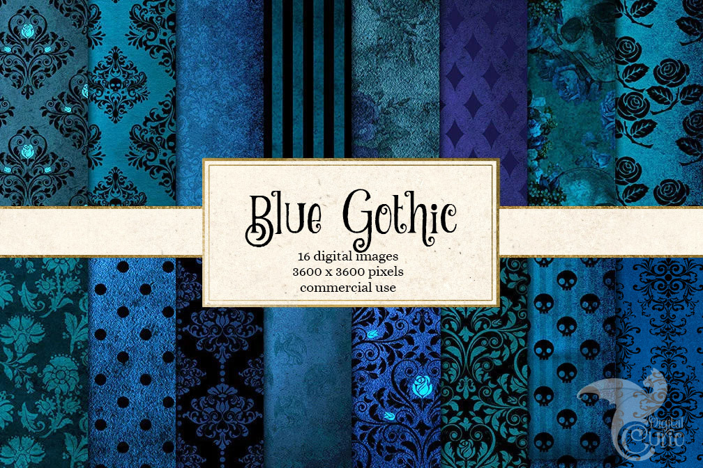 Blue Gothic Digital Paper, a Texture Graphic by Digital Curio