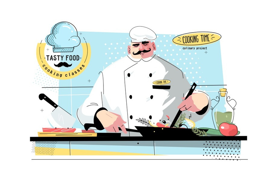 Cooking time and culinary project, a Food Illustration by Kit8.net