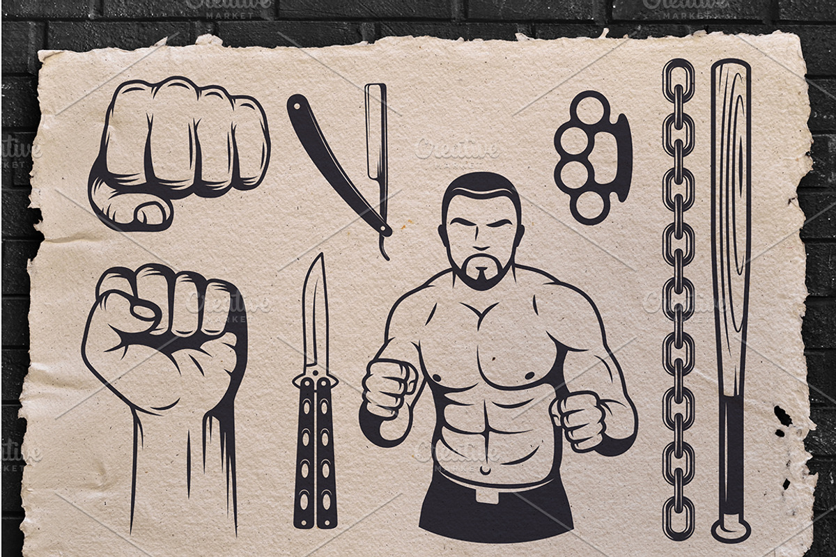 Set of cool fighting club emblems, a Branding & Logo Template by ...