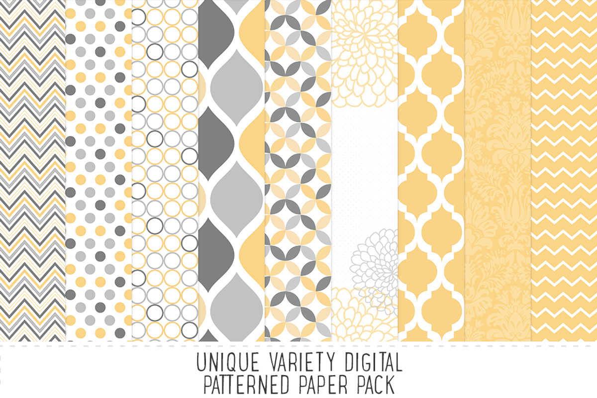 Pale Yellow & Grey Pattern Paper, a Pattern Graphic by Angie Sandy ...