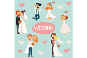 Funny cartoon wedding couple, bride and groom | People Illustrations ...