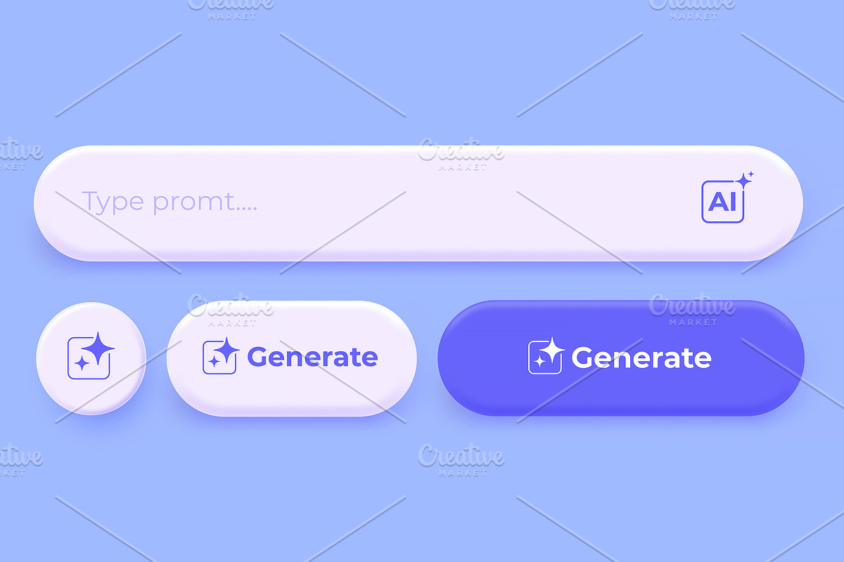 Modern 3D UI Buttons Set, an Object Graphic by Creative Graphics