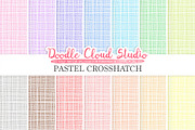 Pastel Crosshatch digital paper, a Pattern Graphic by Doodle Cloud Studio