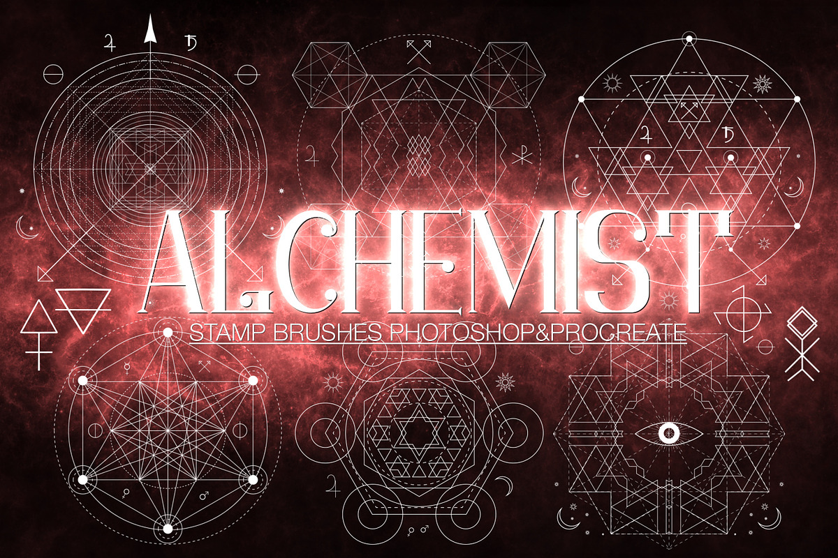 Alchemist Stamp Brushes PS/Procreate, a Brush Add-On by OlgaRom ...