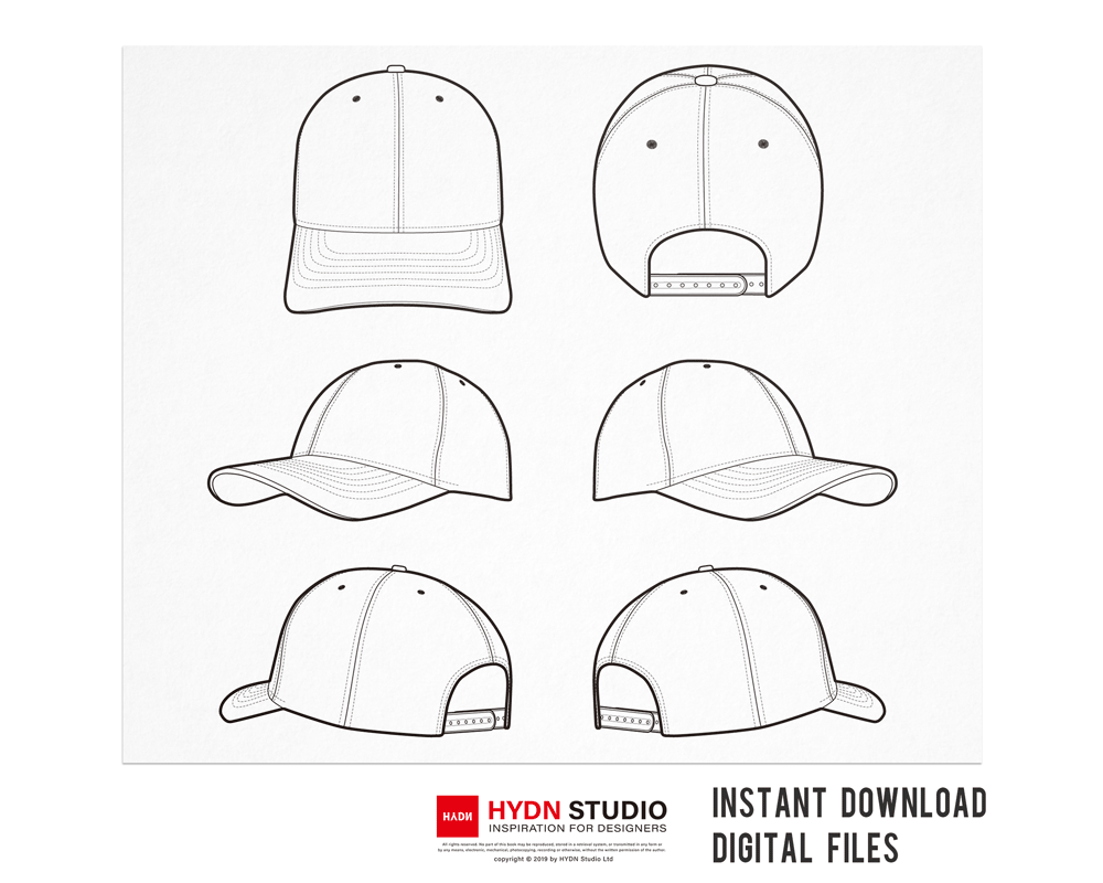 Baseball Cap fashion flat sketch, an Illustration by HYDNSTUDIO