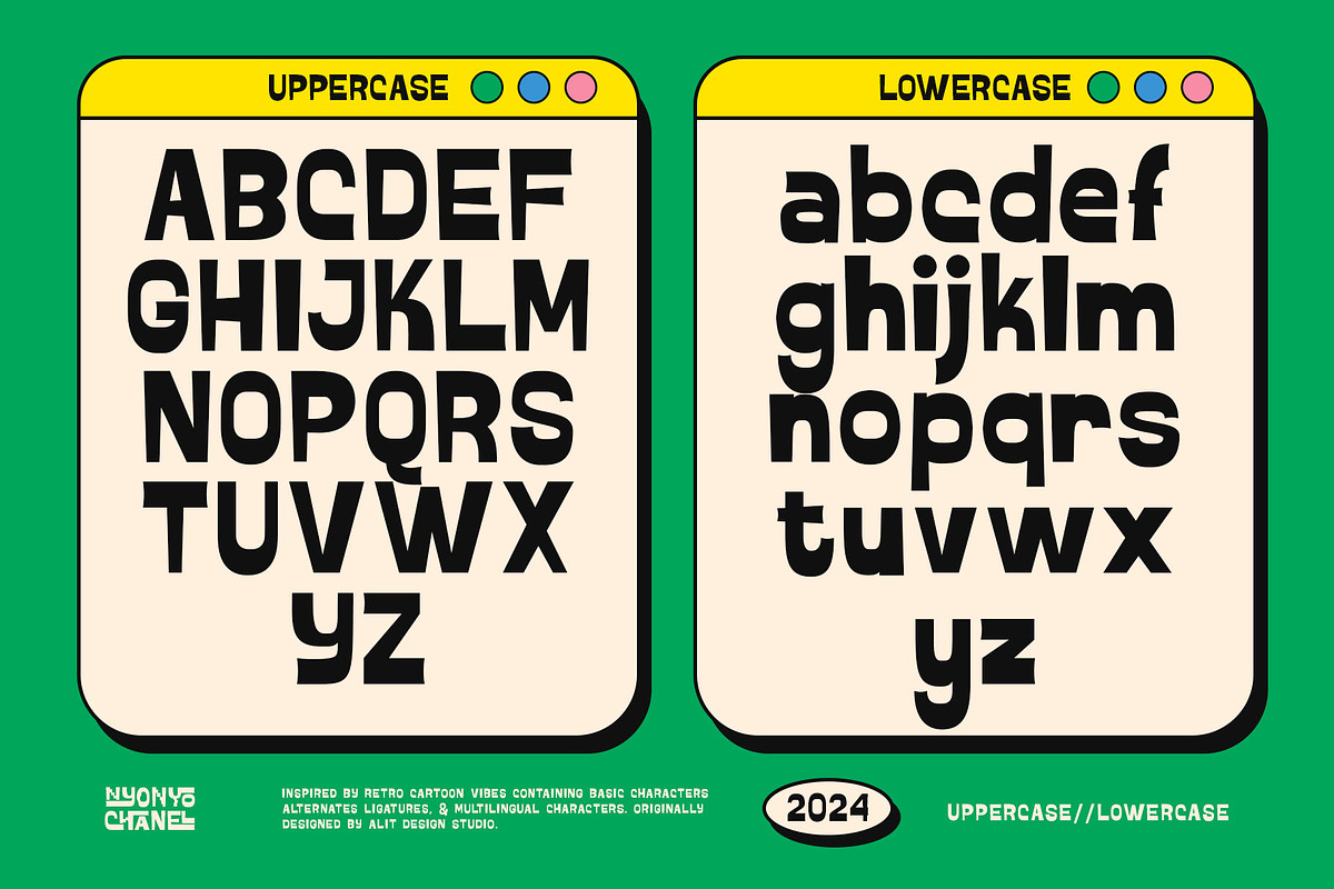 Nyonyo Chanel Typeface, a Sans Serif Font by alit design | Creative Market