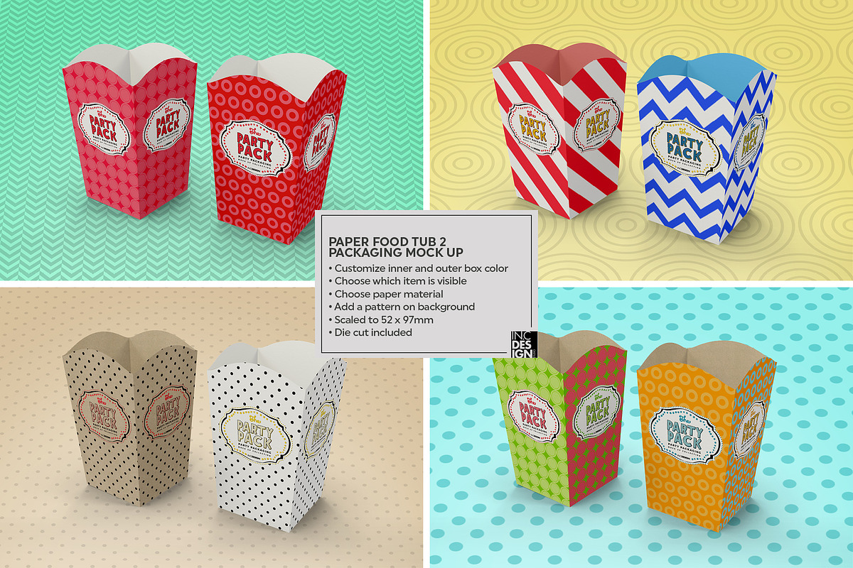 Paper Food Tub Packaging Mockup, a Cups & Container Mockup by INCDesign