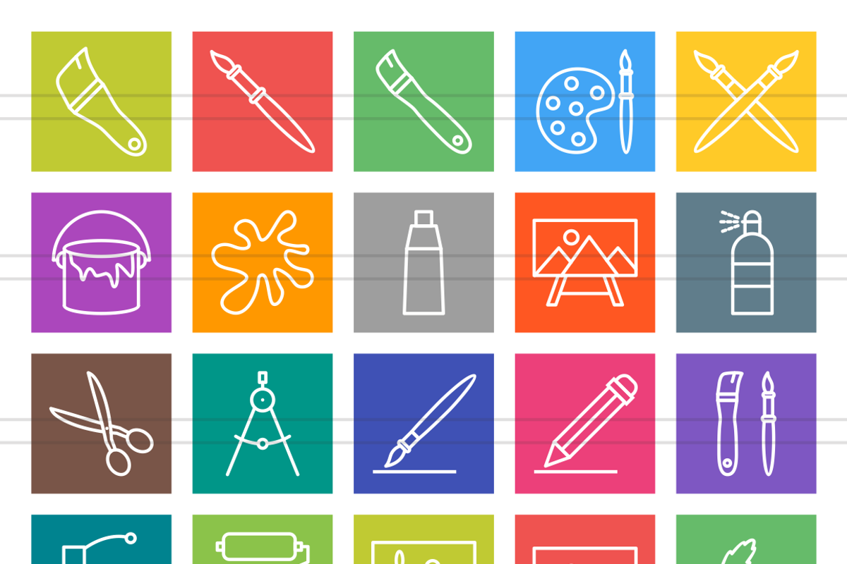 50 Art & Designing Multicolor Icons, an Outline Icon by IconBunny