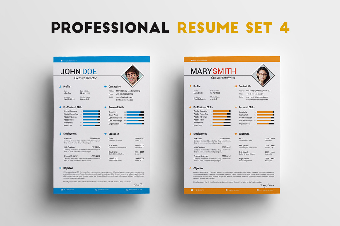 Professional Resume Set 4, a Resume Template by What a Story