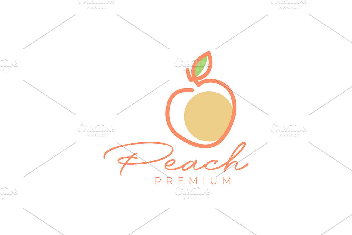 fresh fruit peach line style logo