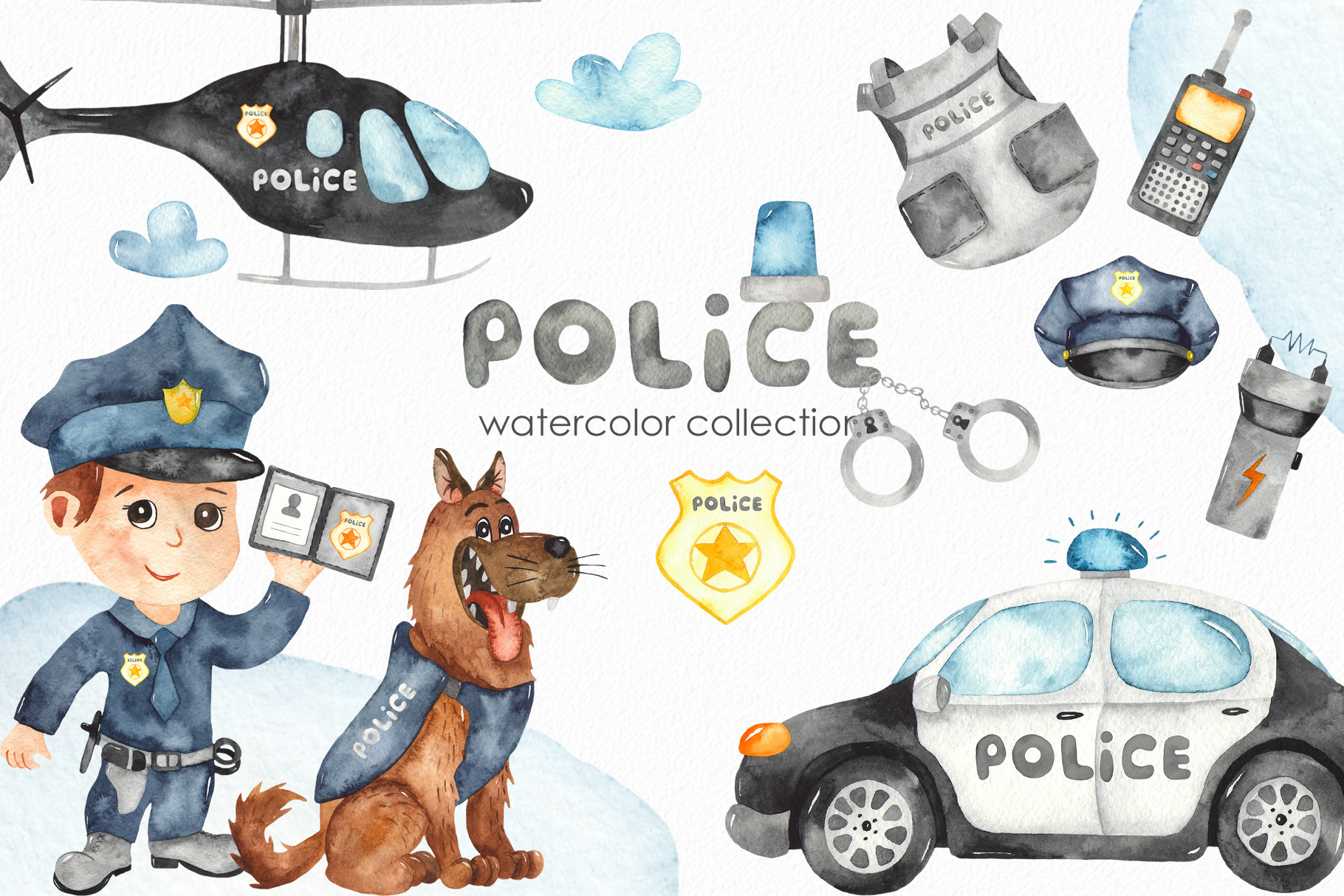 Police Watercolor collection, a Work Illustration by Marina Ermakova