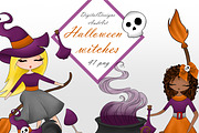 Halloween witches clipart, an Illustration by DarinaDigital