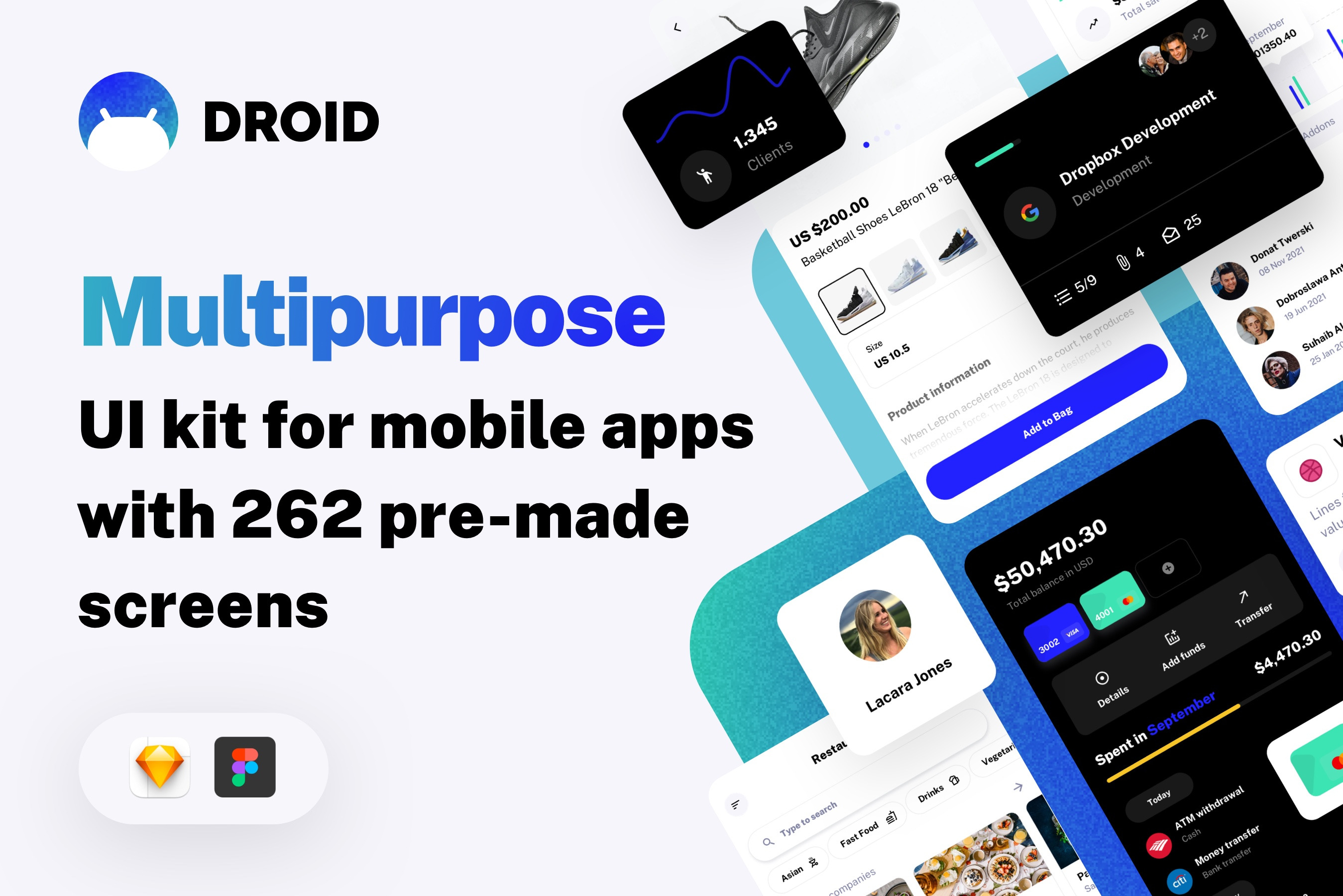Droid - Multipurpose Mobile UI Kit, an UI Kit Template by WhiteUI.Store
