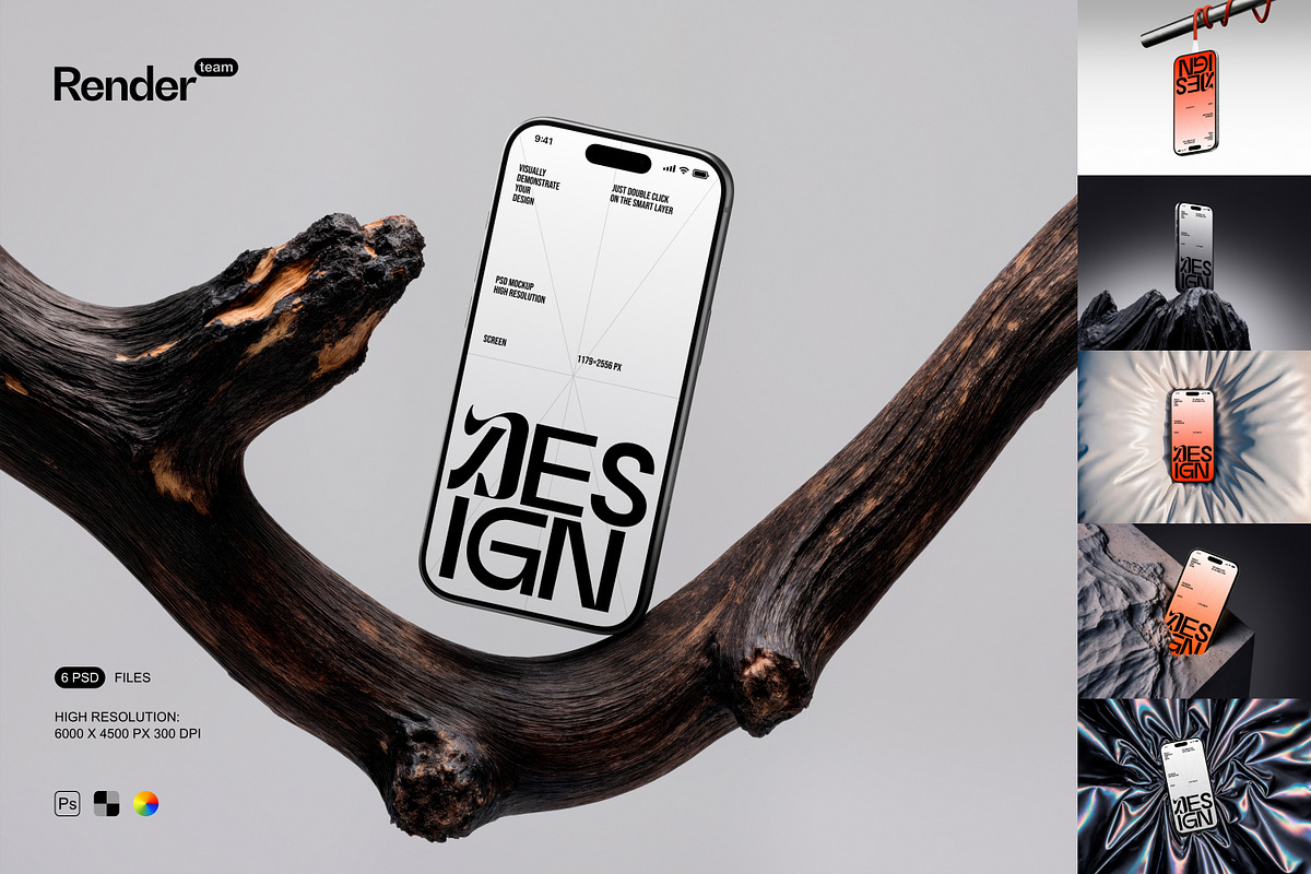iPhone 17 Pro Scene Mockup (6 PSD)