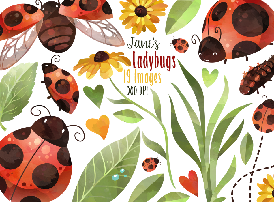 Watercolor Ladybug Clipart, an Illustration by DigitalArtsi | Creative ...