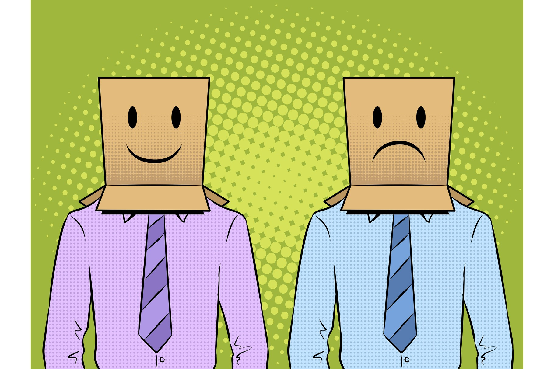 Man with box on head pop art vector illustration | Decorative ...