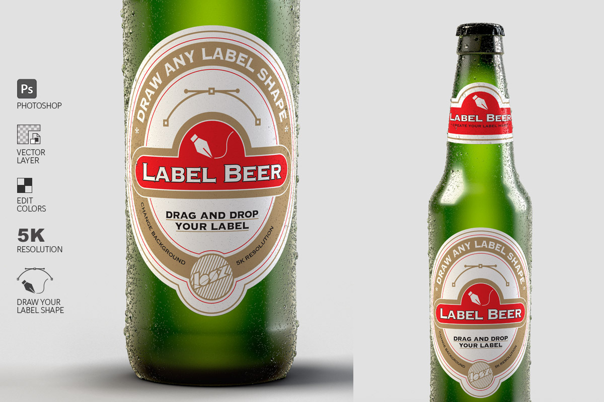 Detailed Green Beer Mockup, a Product Mockup by LESZ Design | Creative ...