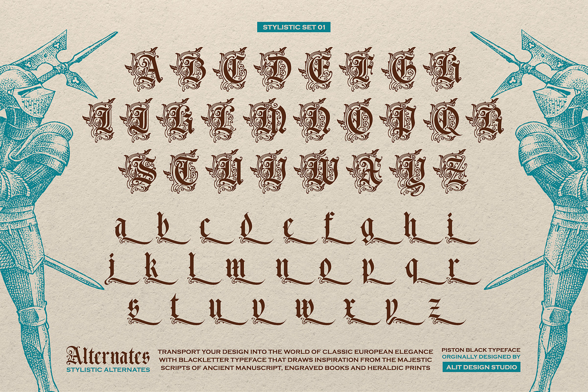 Piston Black Typeface, a Blackletter Font by alit design