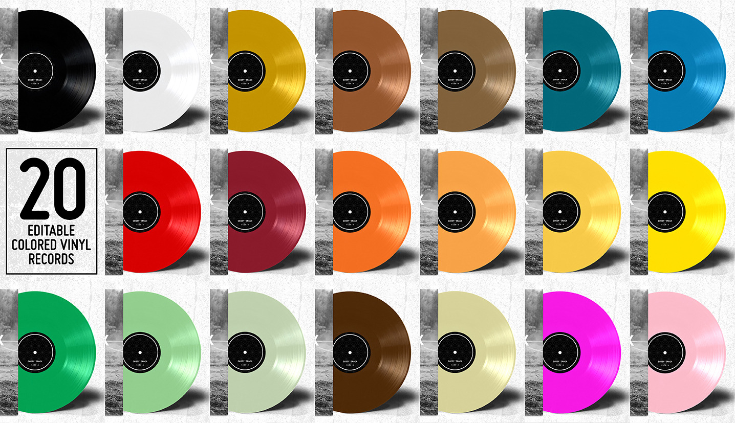 20 Colored Vinyl Records - Mockup, a Product Mockup by this is awsm