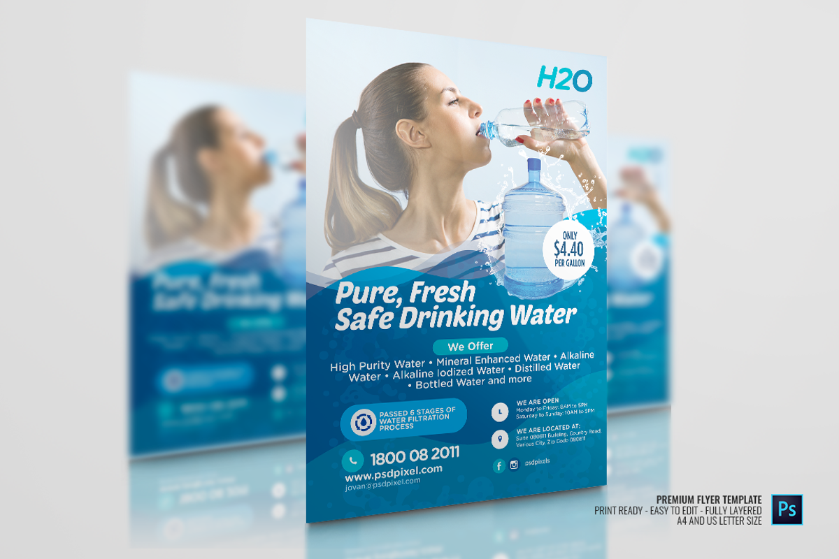 Water Company Promotional Flyer, a Flyer Template by PSDPixel