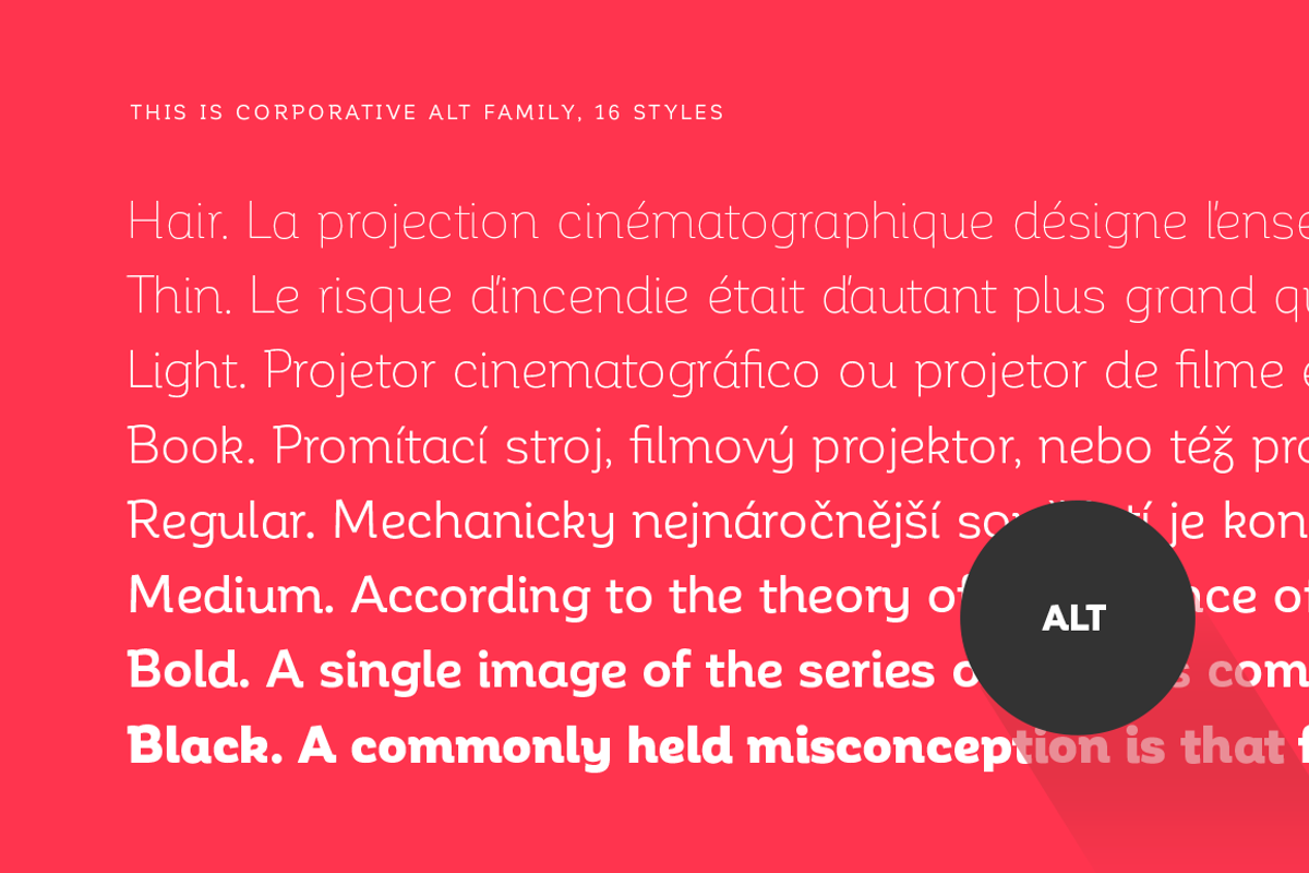 Corporative Alt Family, a Sans Serif Font by Latinotype