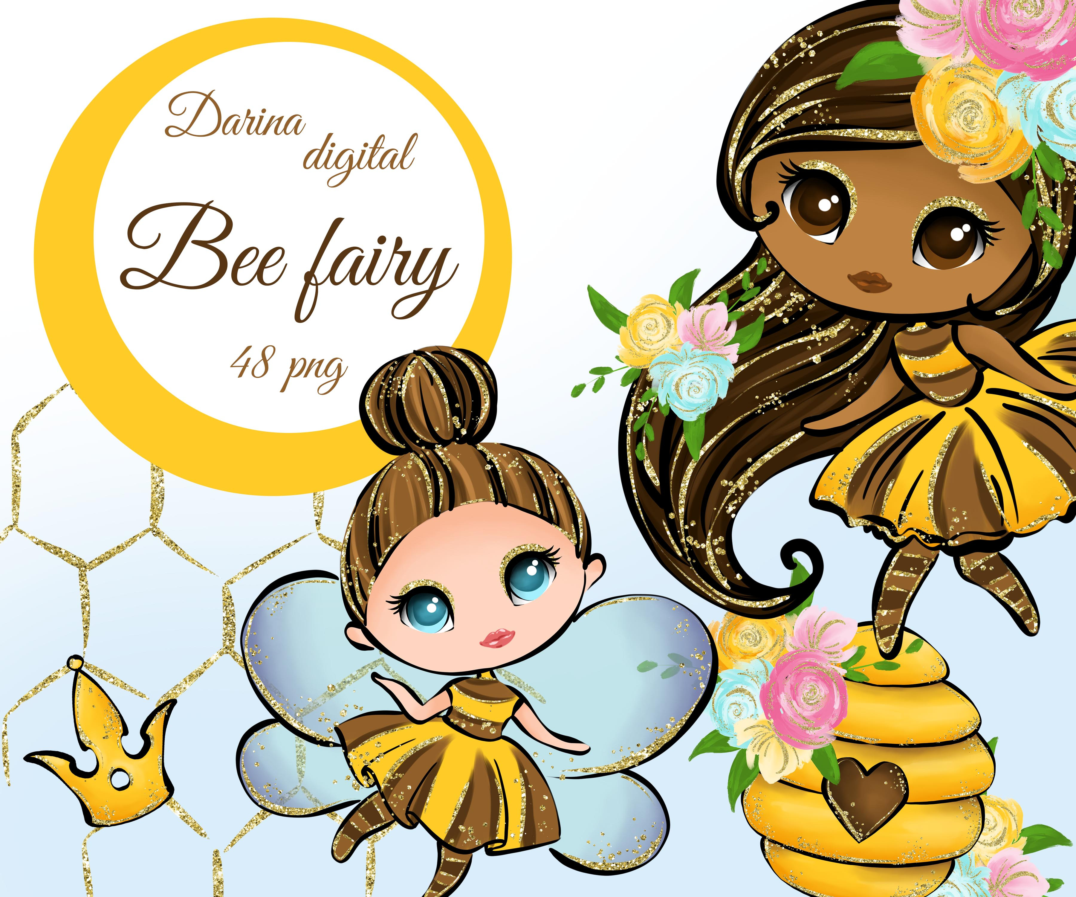 Bee fairy clipart, an Illustration by DarinaDigital
