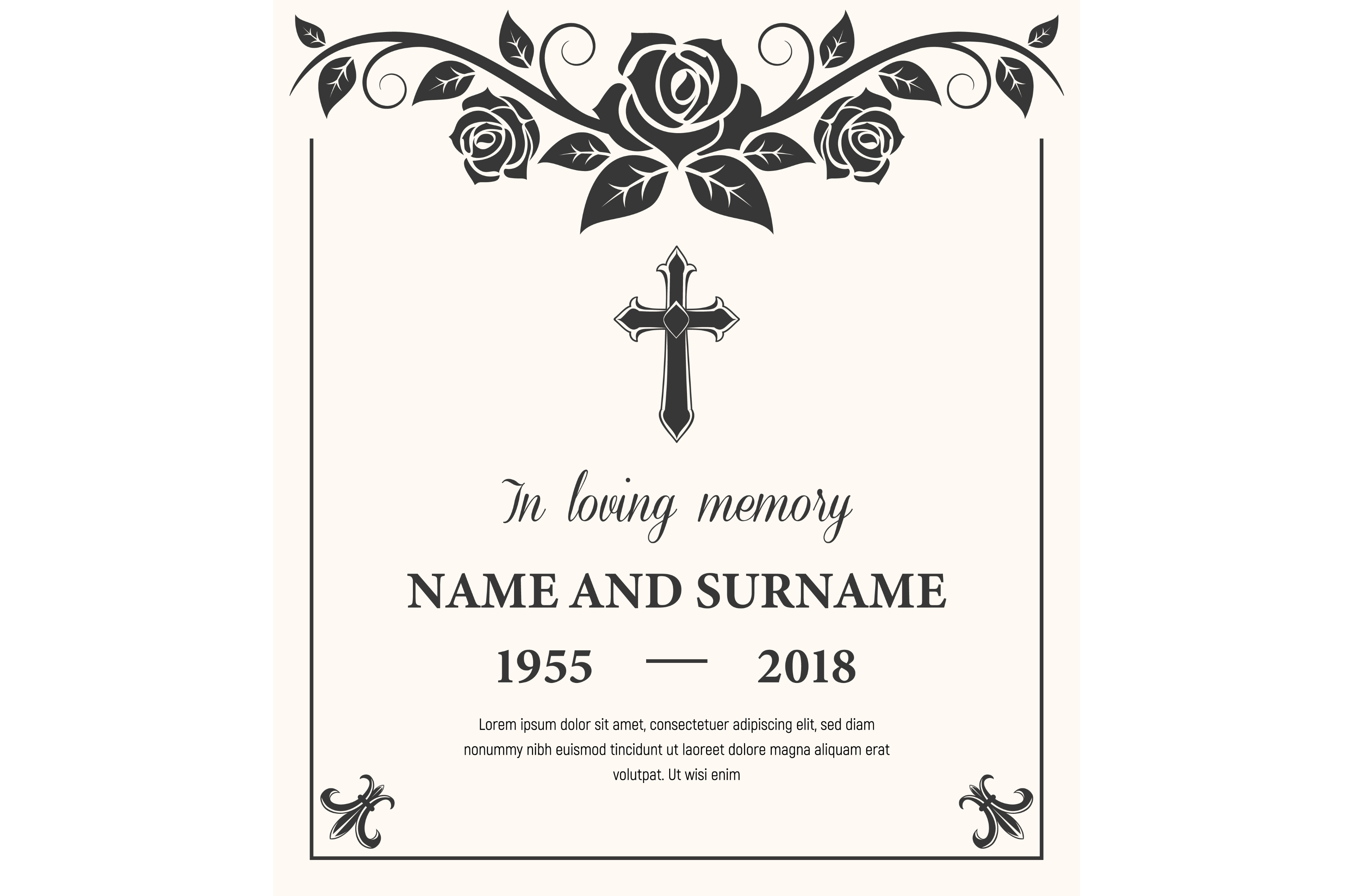Funeral card vector template, a Decorative Illustration by Vector ...