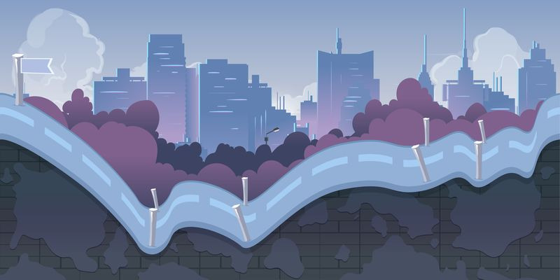 2d City Game Background, an Illustration by 2dvillShop