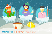 Winter Illness Season People Design, a Healthcare Illustration by robuart