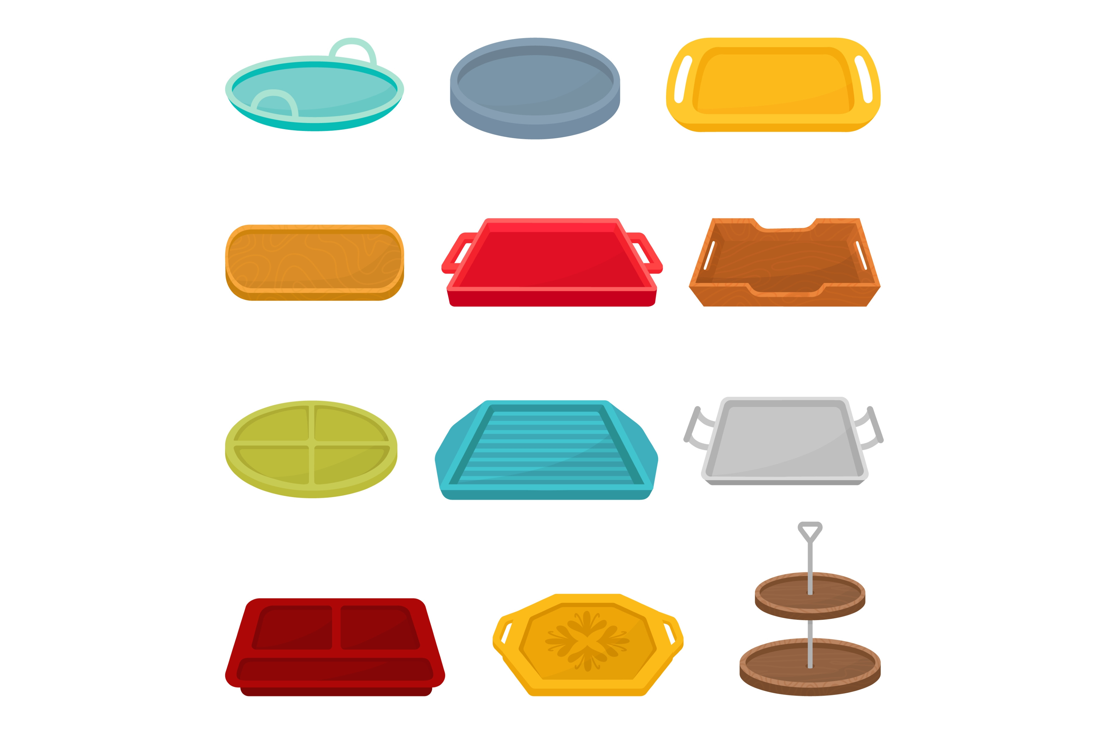 Cartoon trays. Isolated empty meal, a Graphic by Valerie Bodnar ...
