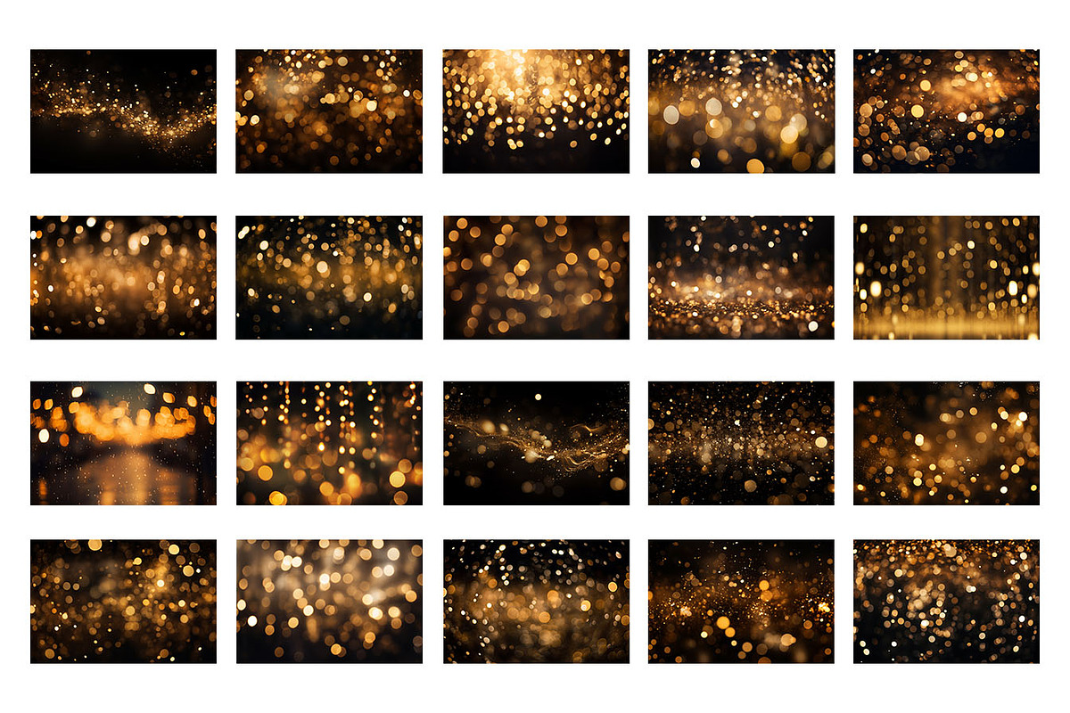 Gold Bokeh Photoshop Overlays, a Layer Style Add-On by Wild Honey ...