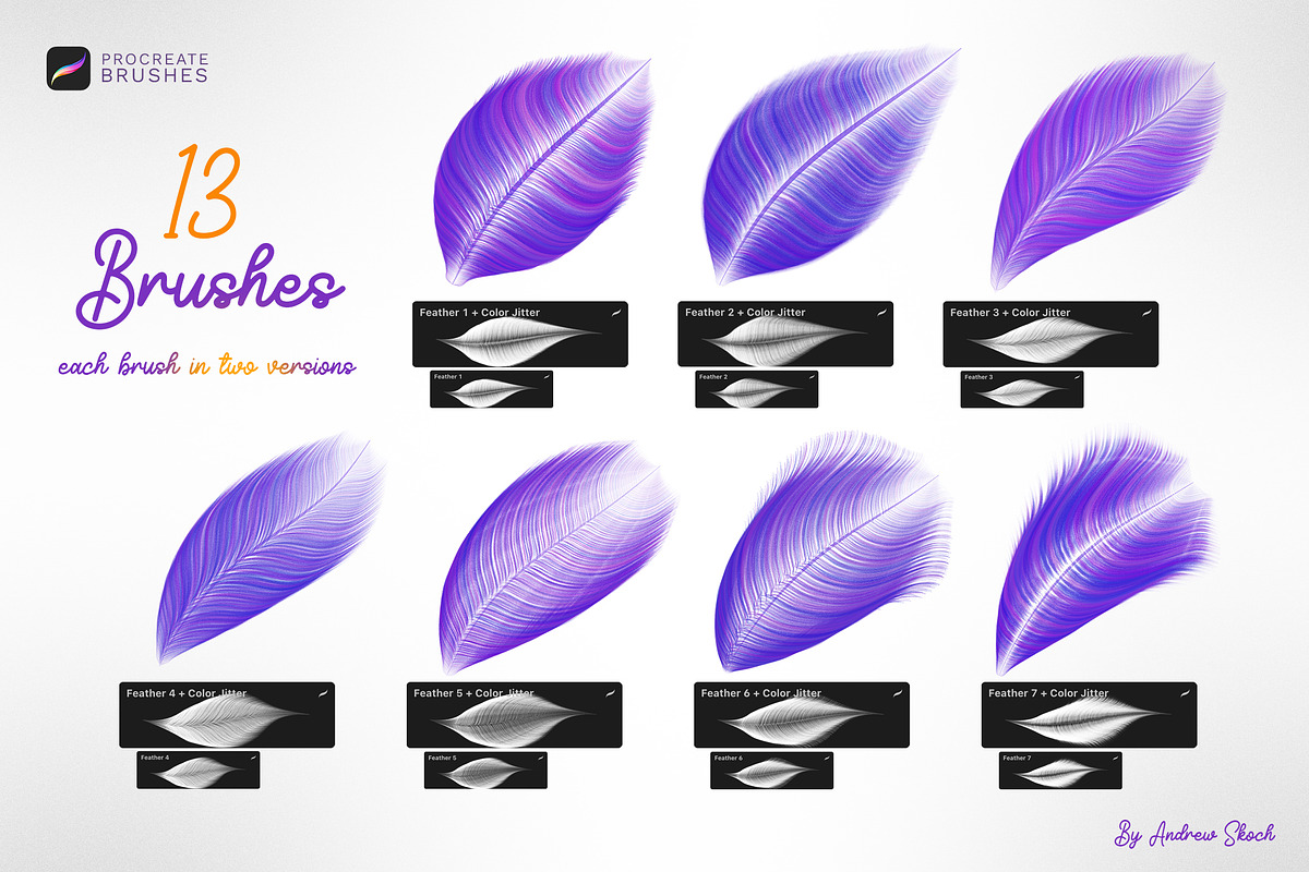 Feathers Procreate Brushes, a Brush Add-On by Andrew Skoch Design