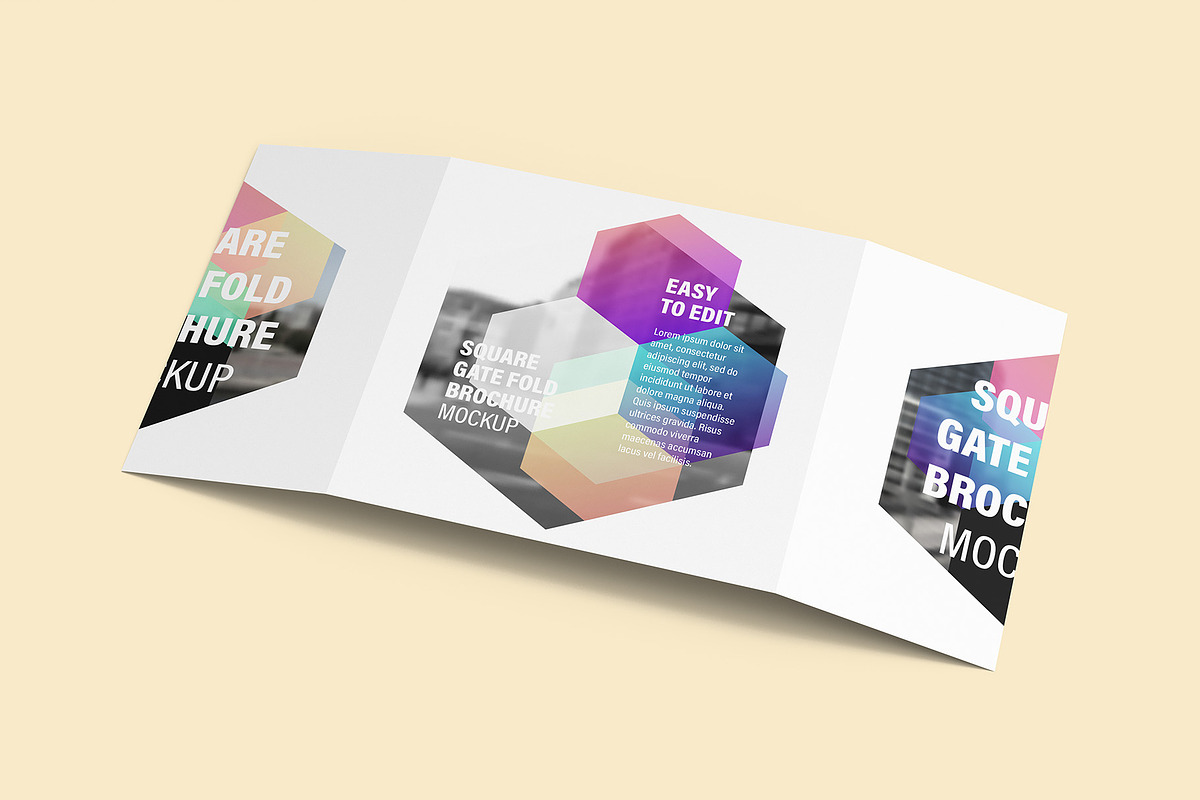 Square Gate Fold Brochure Mockup, a Print Template by Illusiongraphic