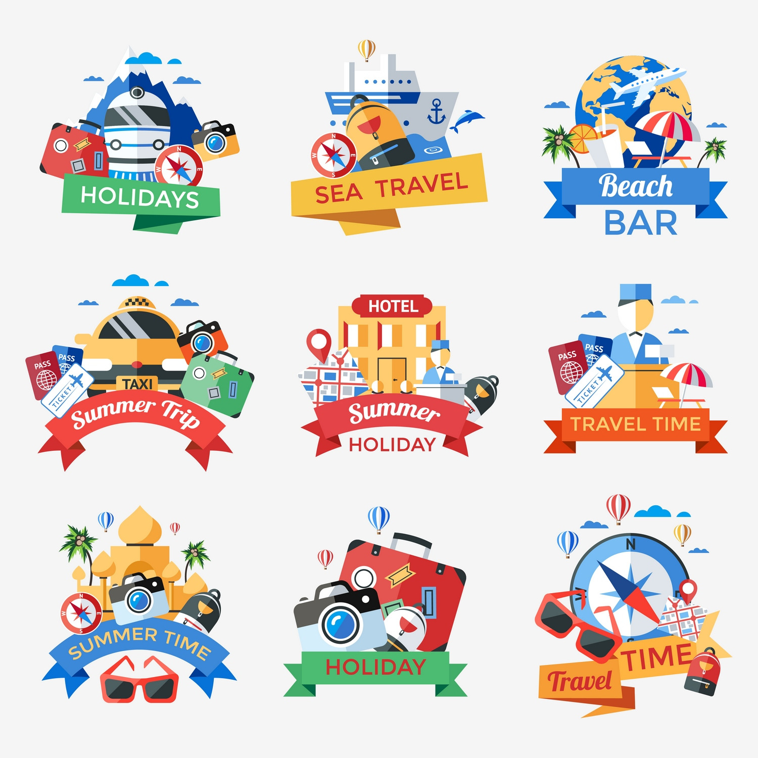 Travel Labels Set, a Branding & Logo Template by Alexander Belenkiy ...