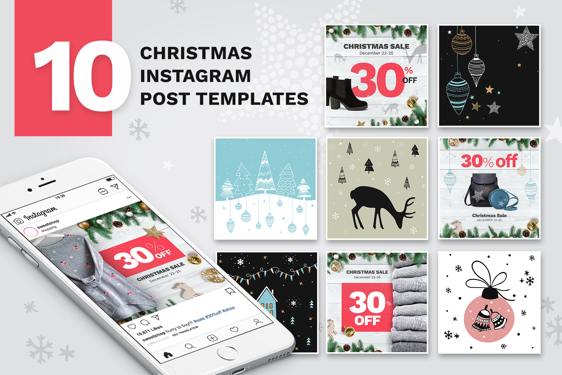 10 Christmas Instagram Templates, a Social Media Template by MotoCMS