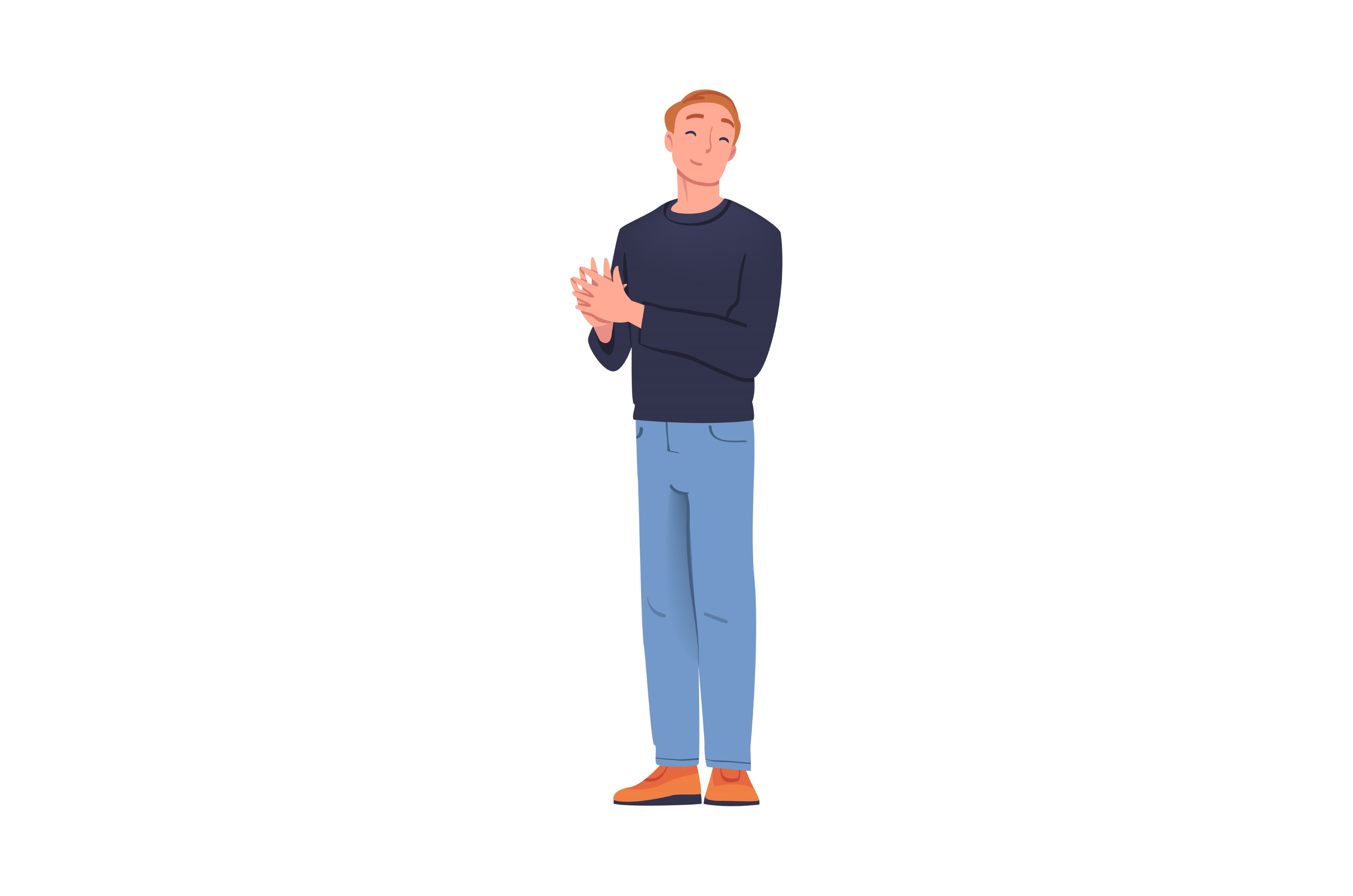 Man Character Standing and Clapping, a Person Illustration by TopVectors