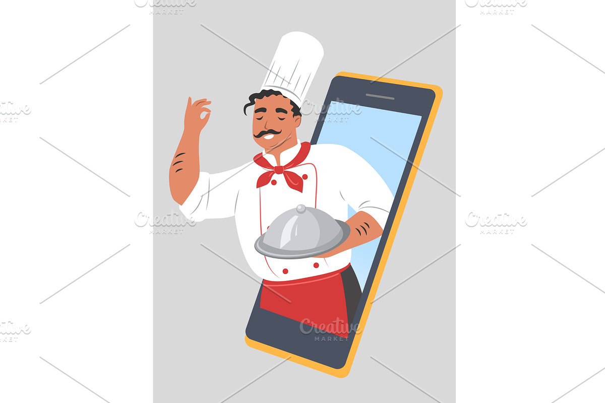 Restaurant chef with dish from, a Food Illustration by Siberian Art ...