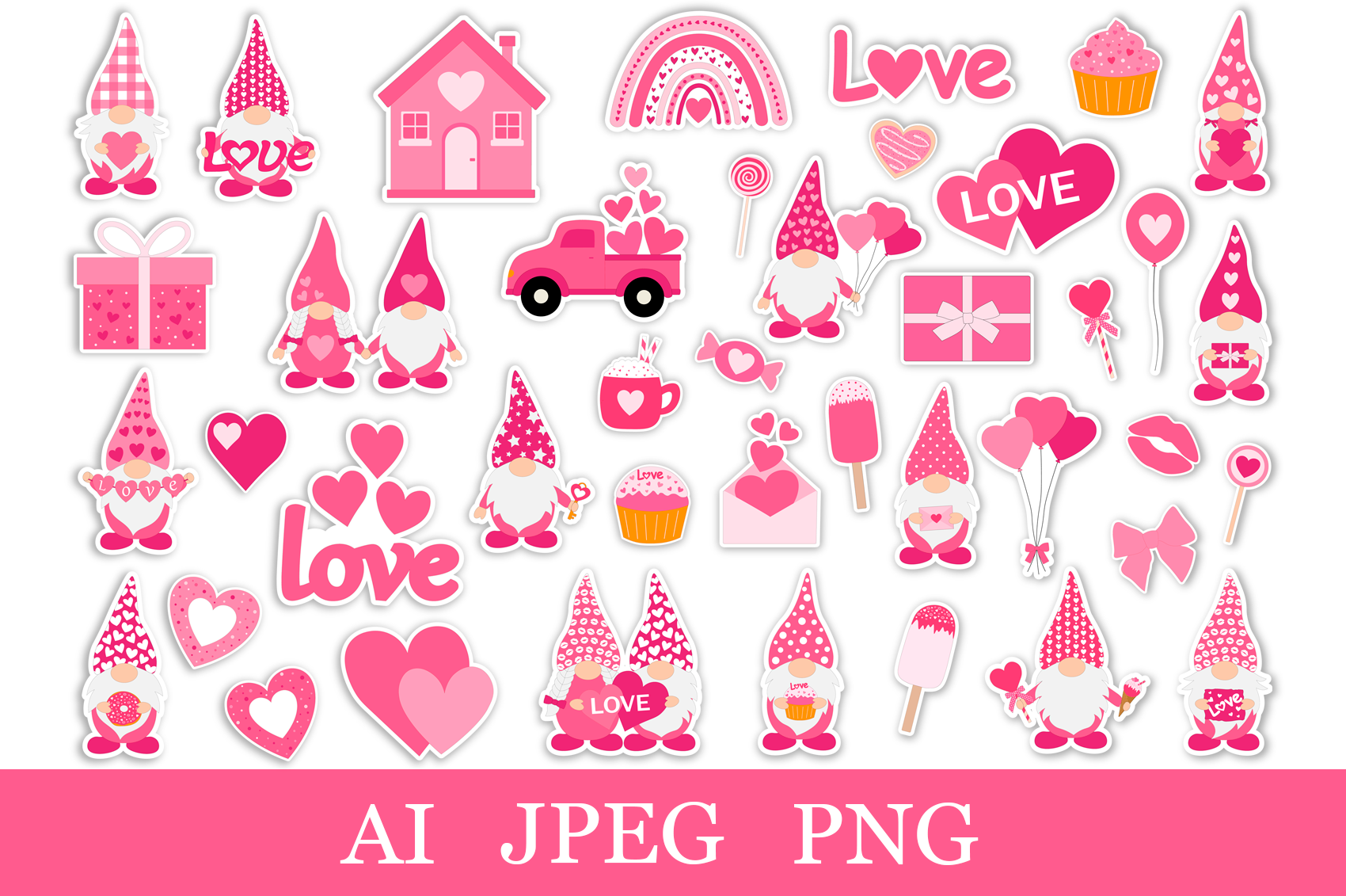 Valentine's Gnomes Stickers bundle, an Illustration by IrinaShishkova